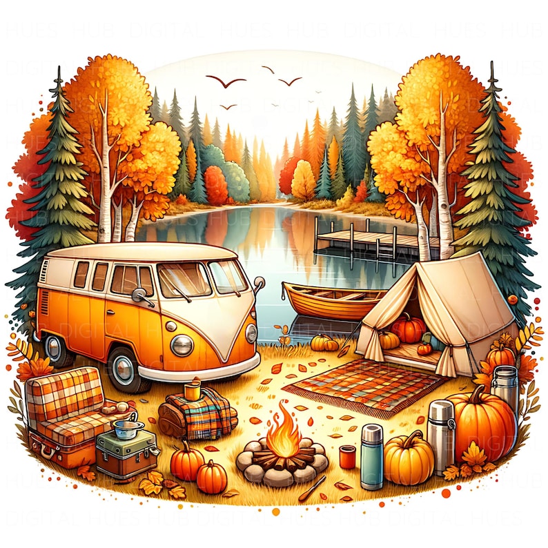 17 Camper Van Clipart Watercolor Outdoor Nature Adventure Traveling ...
