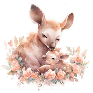 10 Watercolor Animal Mother and Baby Clipart Mothers Day Clipart High ...