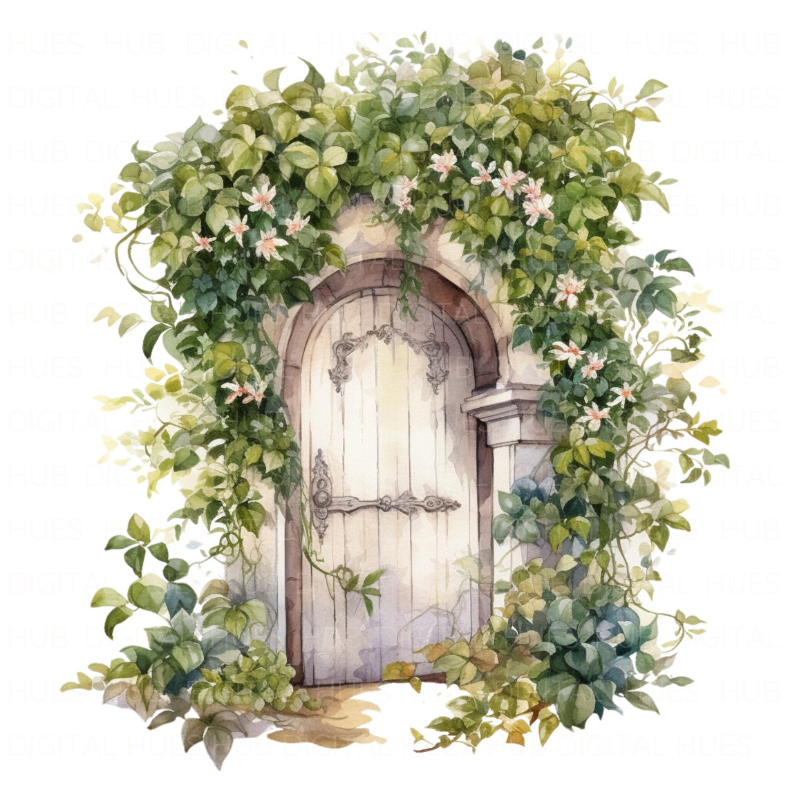 12 Garden Door Clipart Bundle Watercolor Rustic Wooden Door Clipart ...