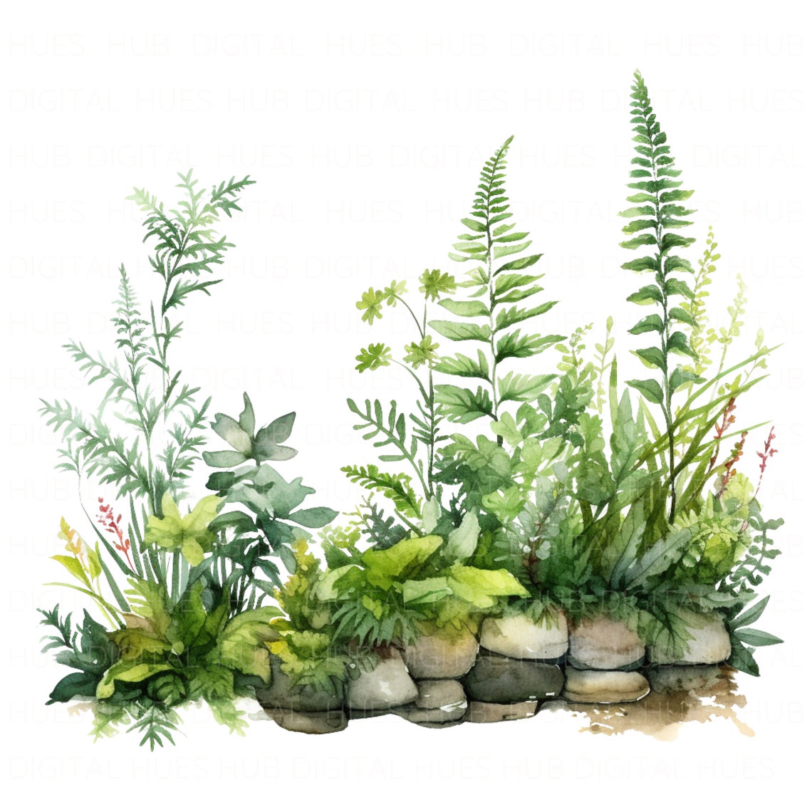12 Wild Grass and Bricks Clipart Bundle Watercolor Botanical Clipart ...