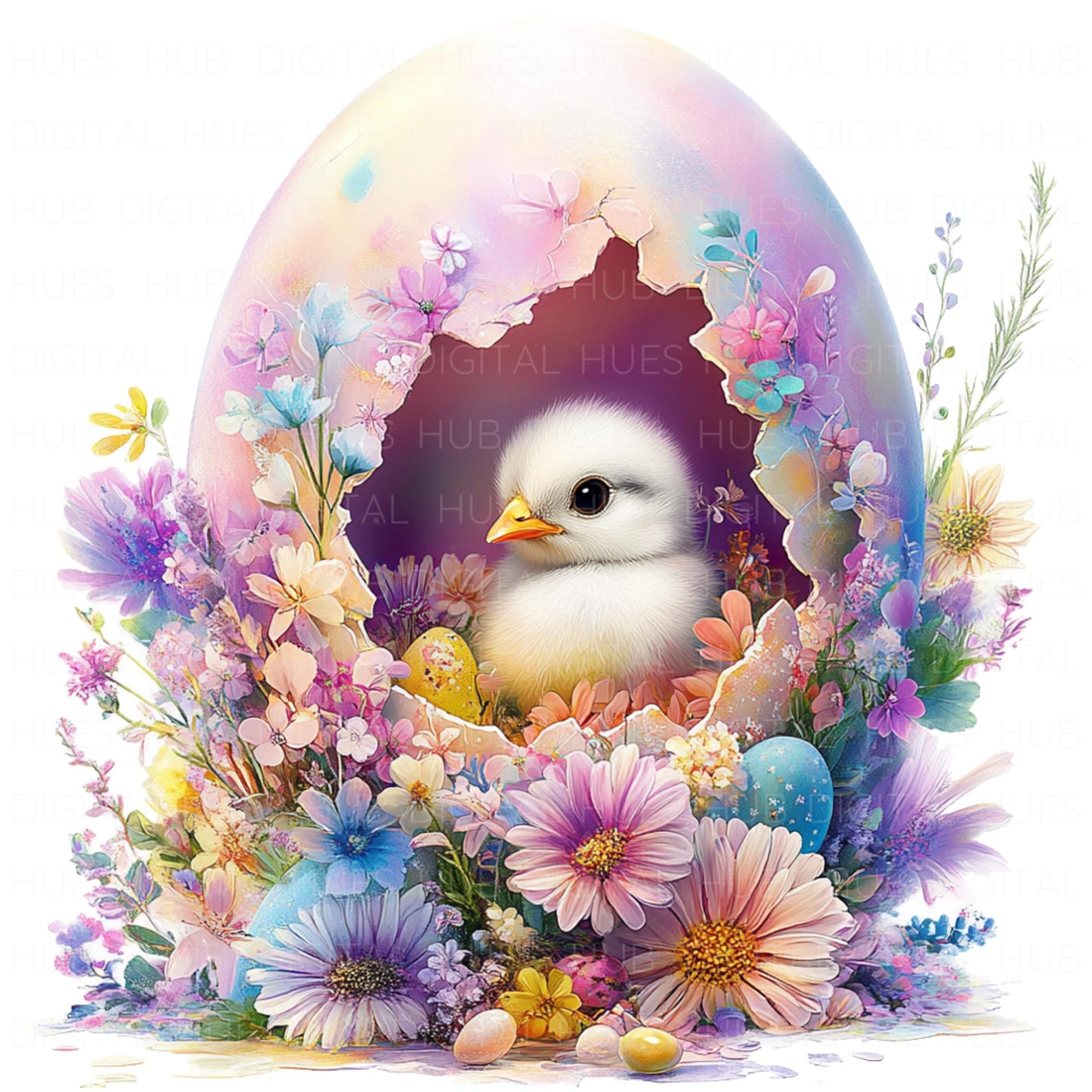 14 Easter Baby Chick in Easter Egg Clipart Watercolor Cute Chicken ...