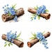15 Forget Me Not on Log Clipart Bundle Watercolor Forget Me Not ...