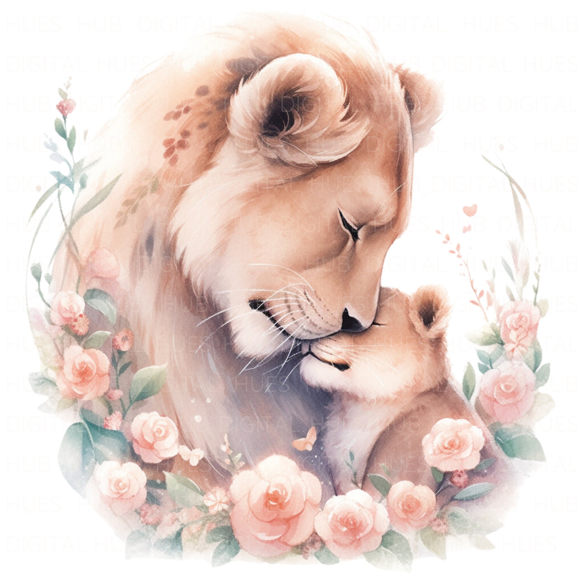 10 Watercolor Animal Mother and Baby Clipart Mothers Day Clipart High ...