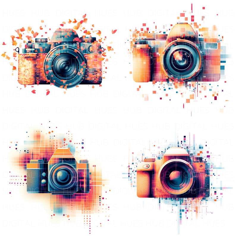 17 Vintage Pixel Camera Clipart Retro Photo Camera Printable High ...