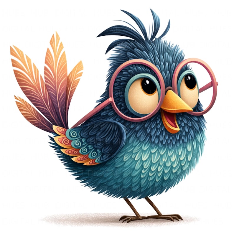 18 Crazy Bird Clipart Watercolor Quirky Birds Nursery Funny Bird ...