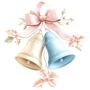 10 Pastel Christmas Bell Clipart Watercolor Festive Holiday Printable ...