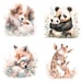 10 Watercolor Animal Mother and Baby Clipart Mothers Day Clipart High ...