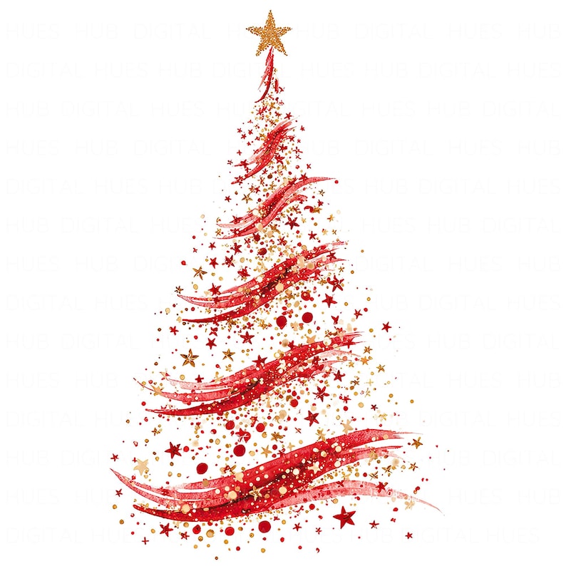 11 Sparkling Christmas Tree Clipart: Watercolor Elegant Holiday Tree ...