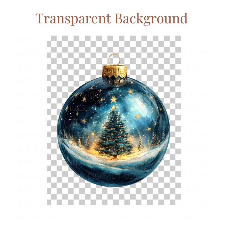 12 Hand Painted Christmas Bauble Clipart: Watercolor Christmas Tree ...