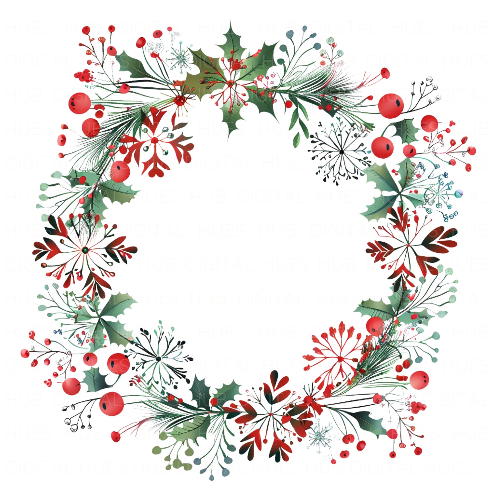 12 Christmas Wreath Set2 Clipart Bundle Watercolor Winter Wreath ...