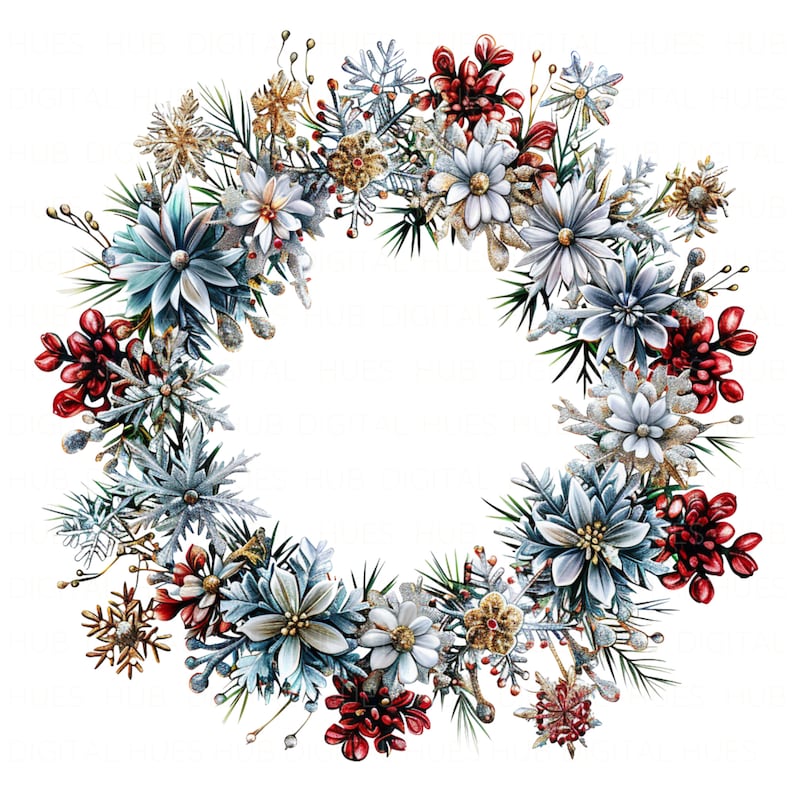 10 Christmas Wreath Set1 Clipart Bundle Watercolor Winter Wreath ...