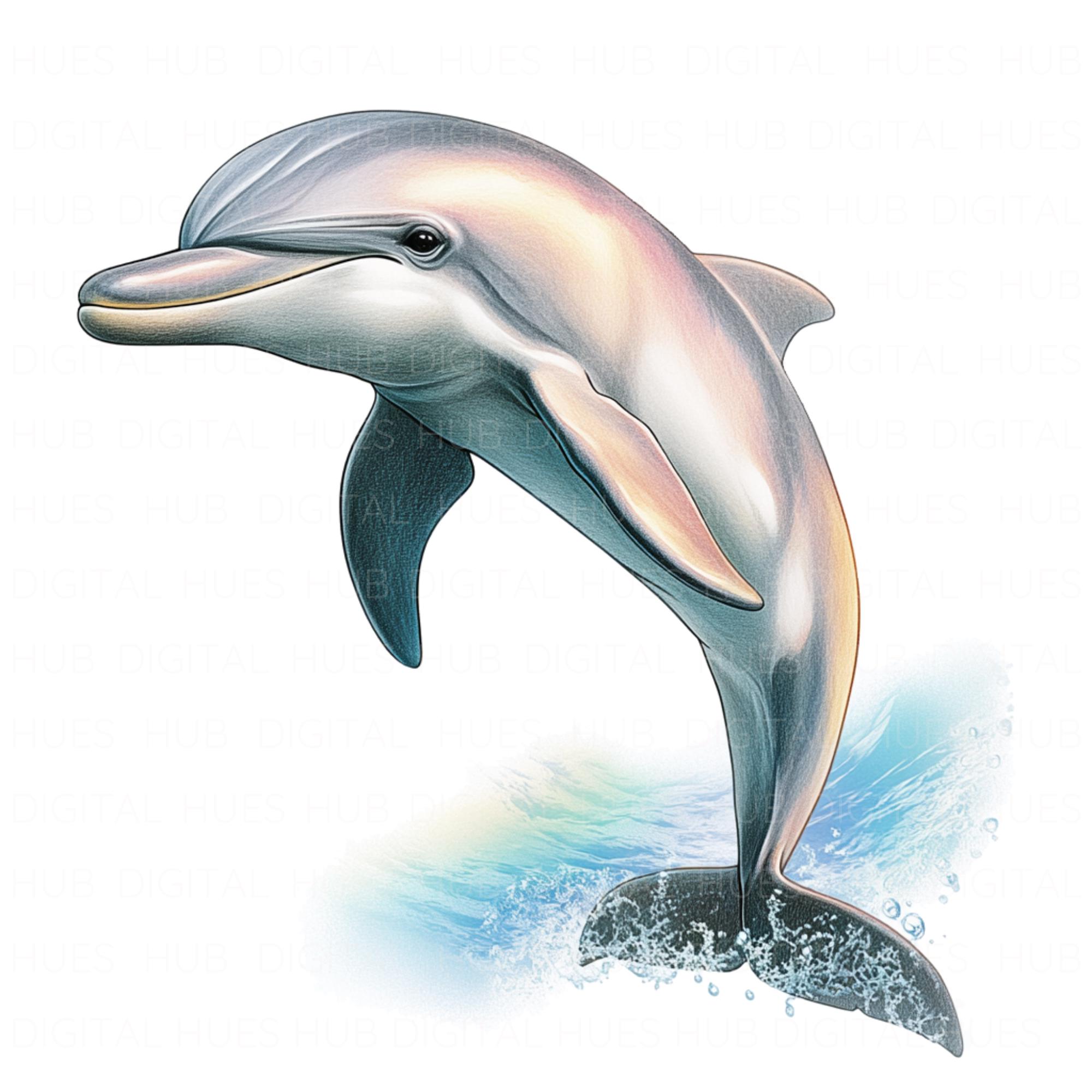 10 Dolphin Playing in Ocean Clipart Watercolor Dolphin Kids Nursery ...