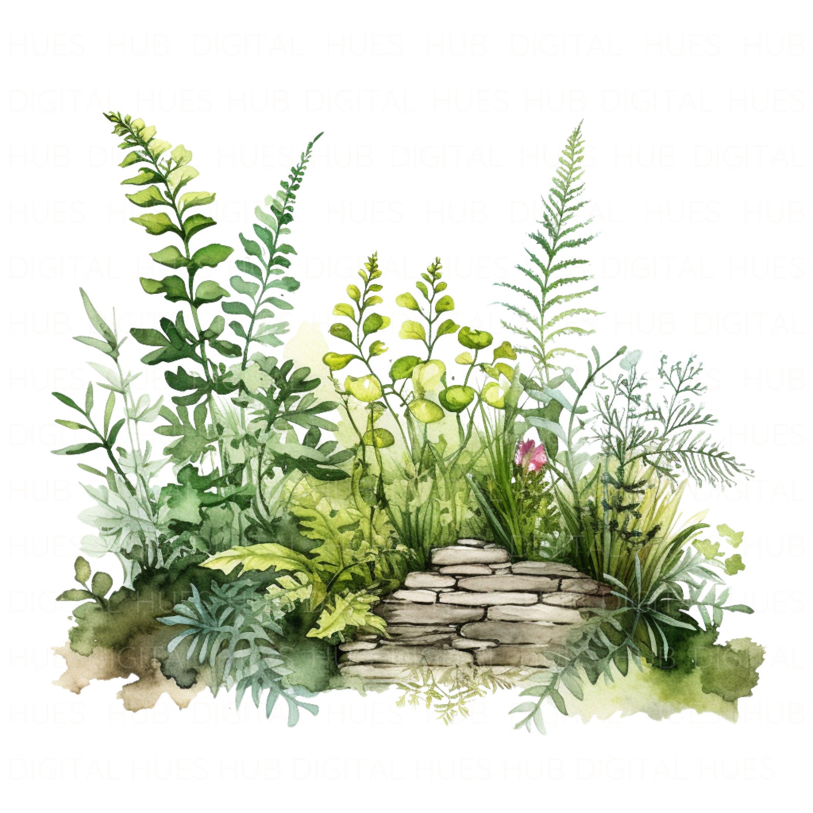 12 Wild Grass and Bricks Clipart Bundle Watercolor Botanical Clipart ...