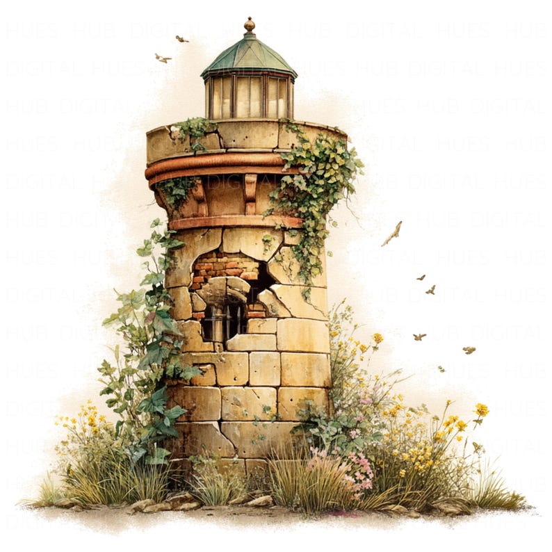 15 Old Lighthouse Clipart Watercolor Lighthouse Painting Seaside ...