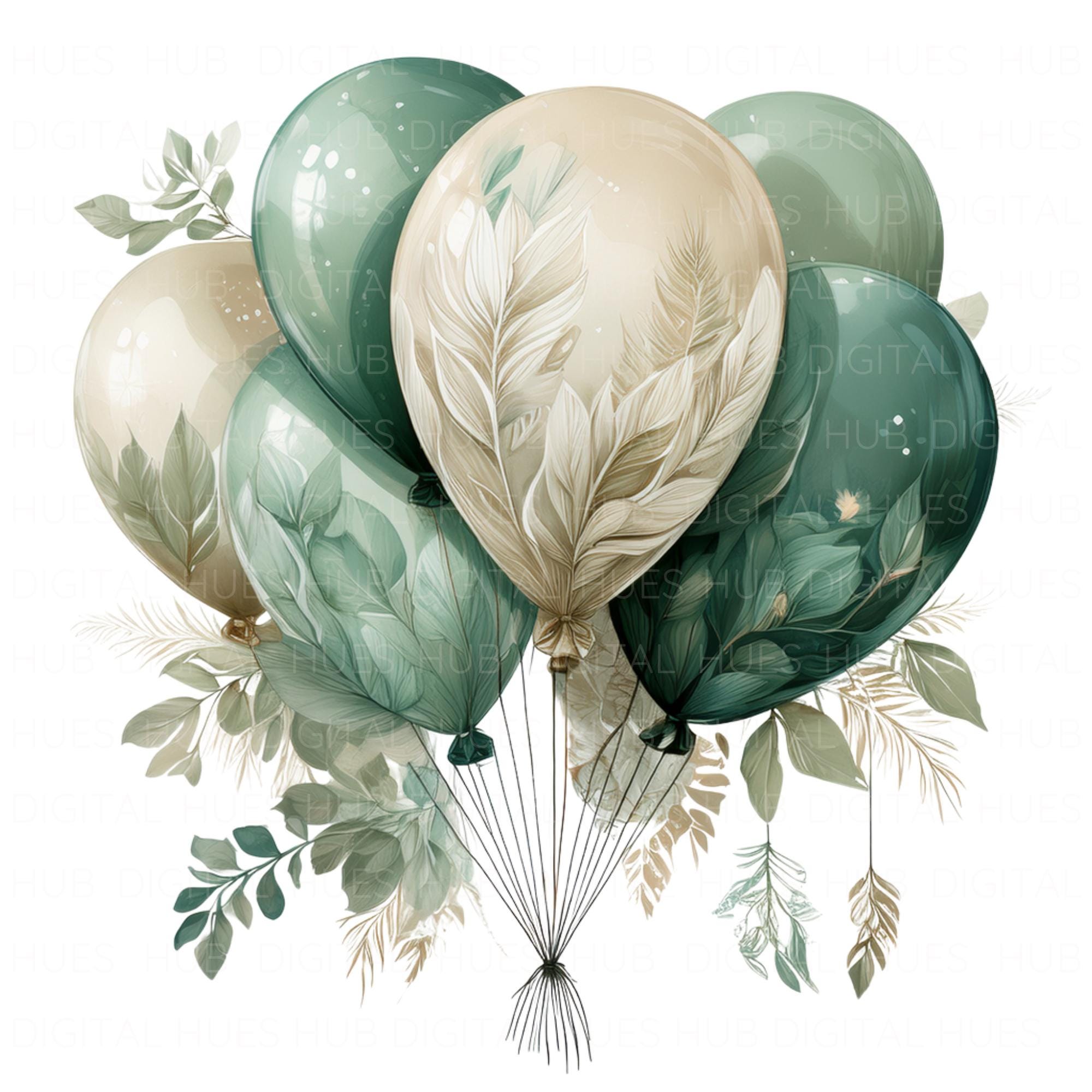 20 Boho Balloon Garland Clipart Watercolor Party Balloons Birthday ...