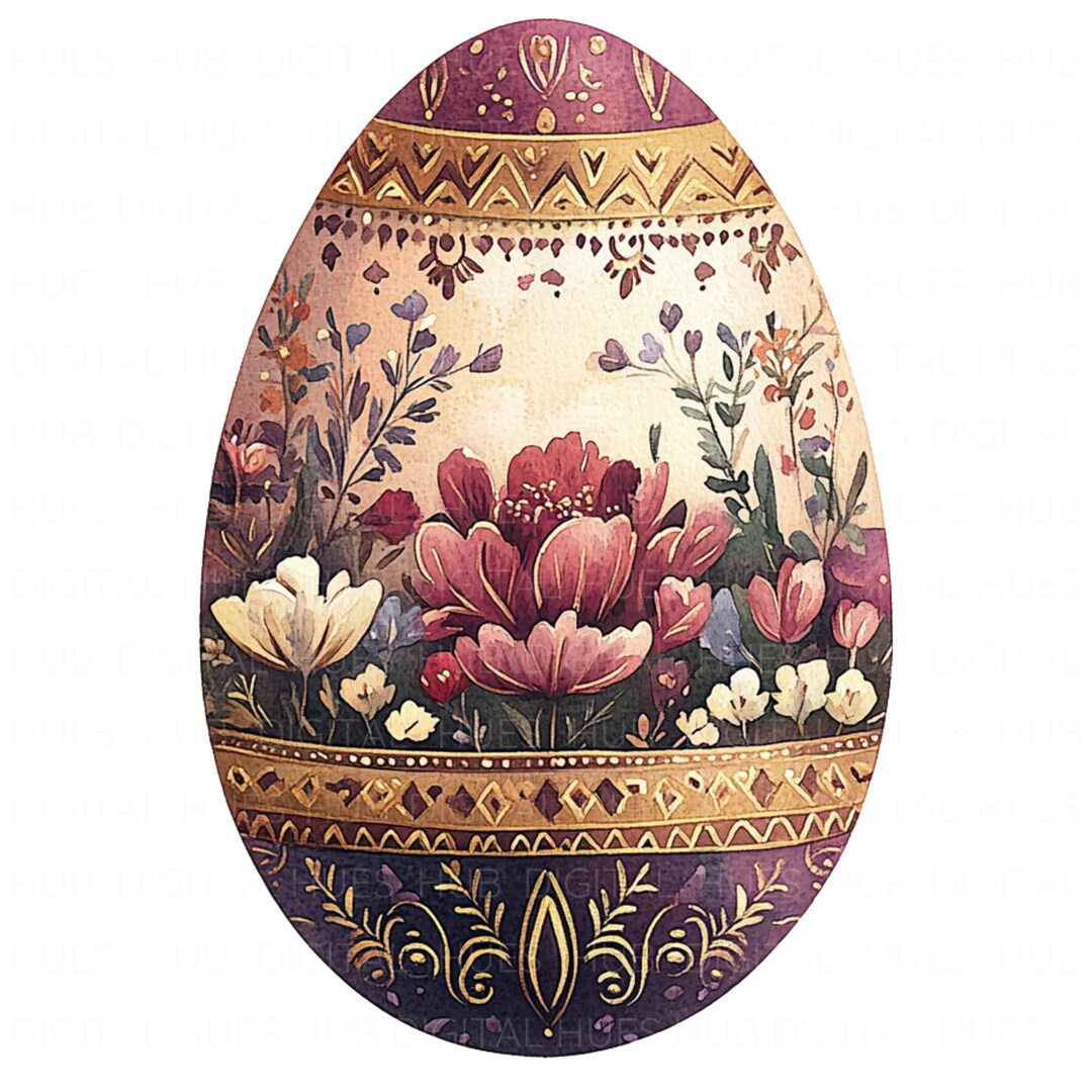 12 Painted Easter Eggs Clipart Watercolor Vintage Handpainted Eggs ...