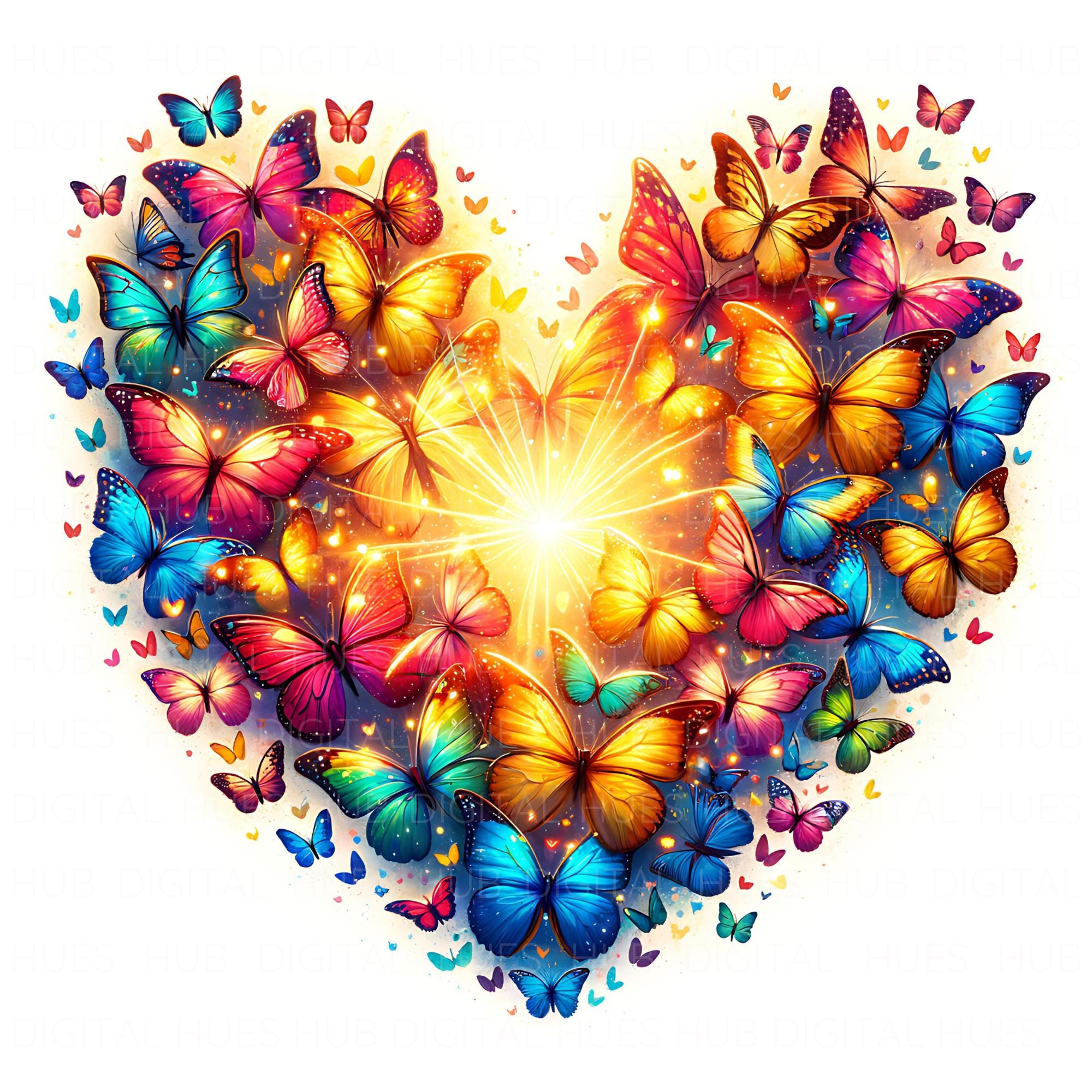 14 Butterfly and Heart Clipart Watercolor Valentine Craft Kit Love ...