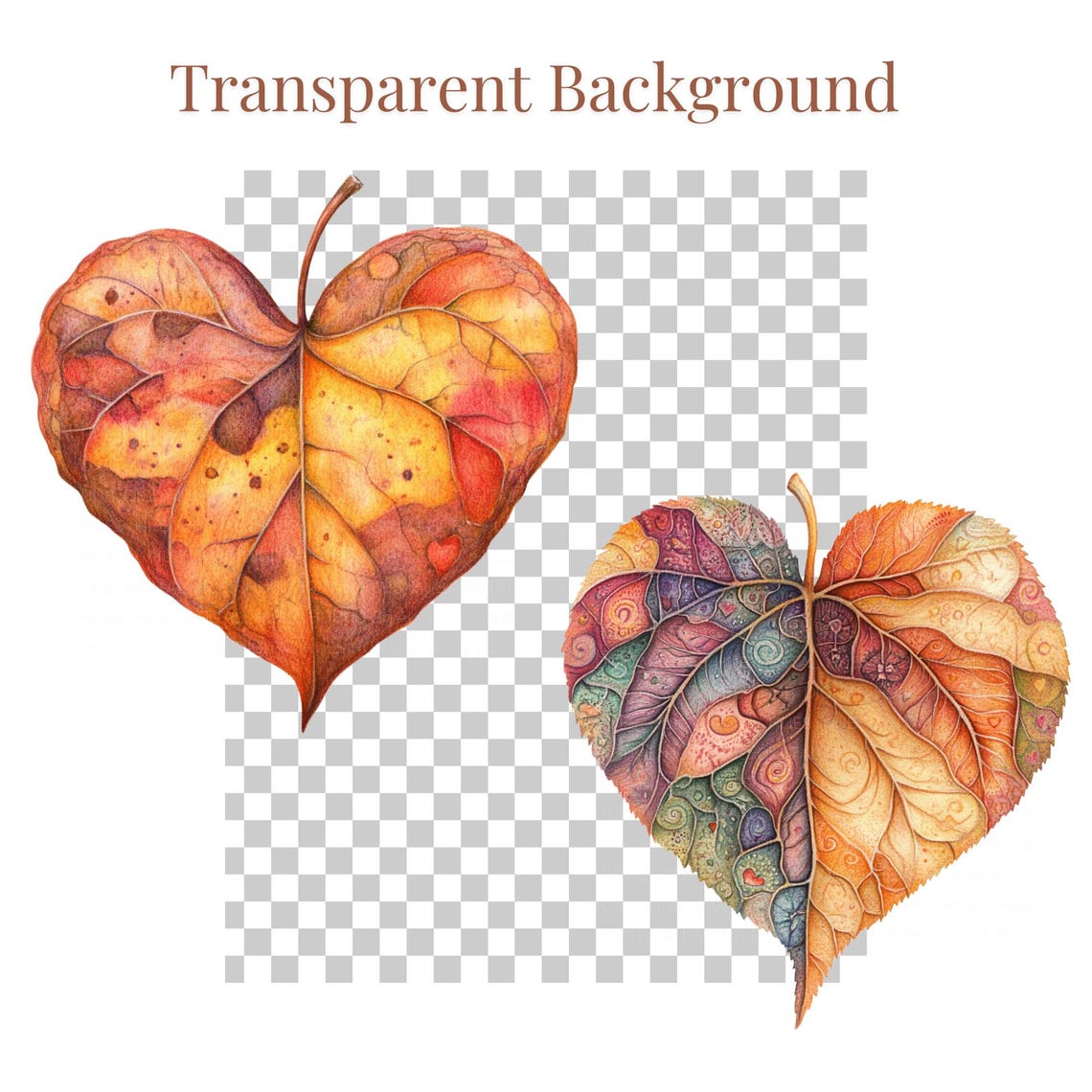 12 Heart Autumn Leaf Clipart Fall Leaves Heart Shape Printable High ...