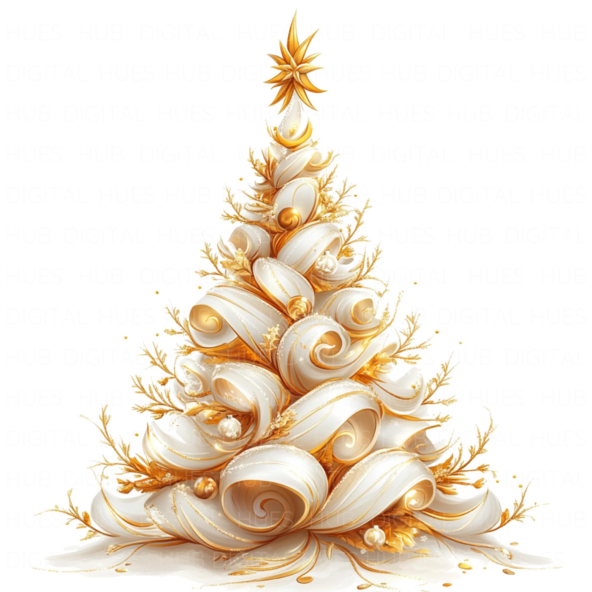 14 White Christmas Tree Clipart Watercolor Magical Christmas Winter ...