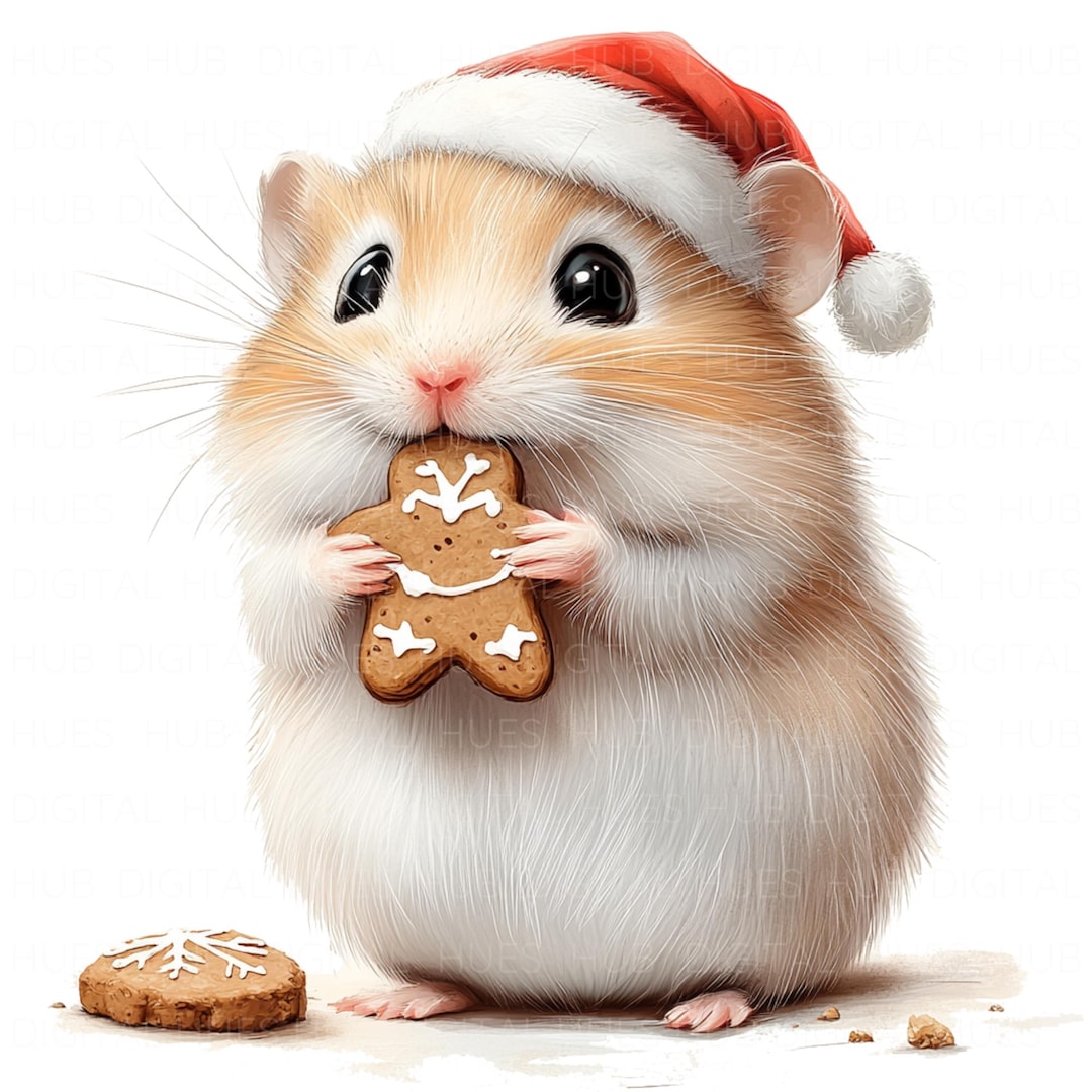 10 Christmas Hamster Clipart Watercolor Cute Winter Animals Printable ...