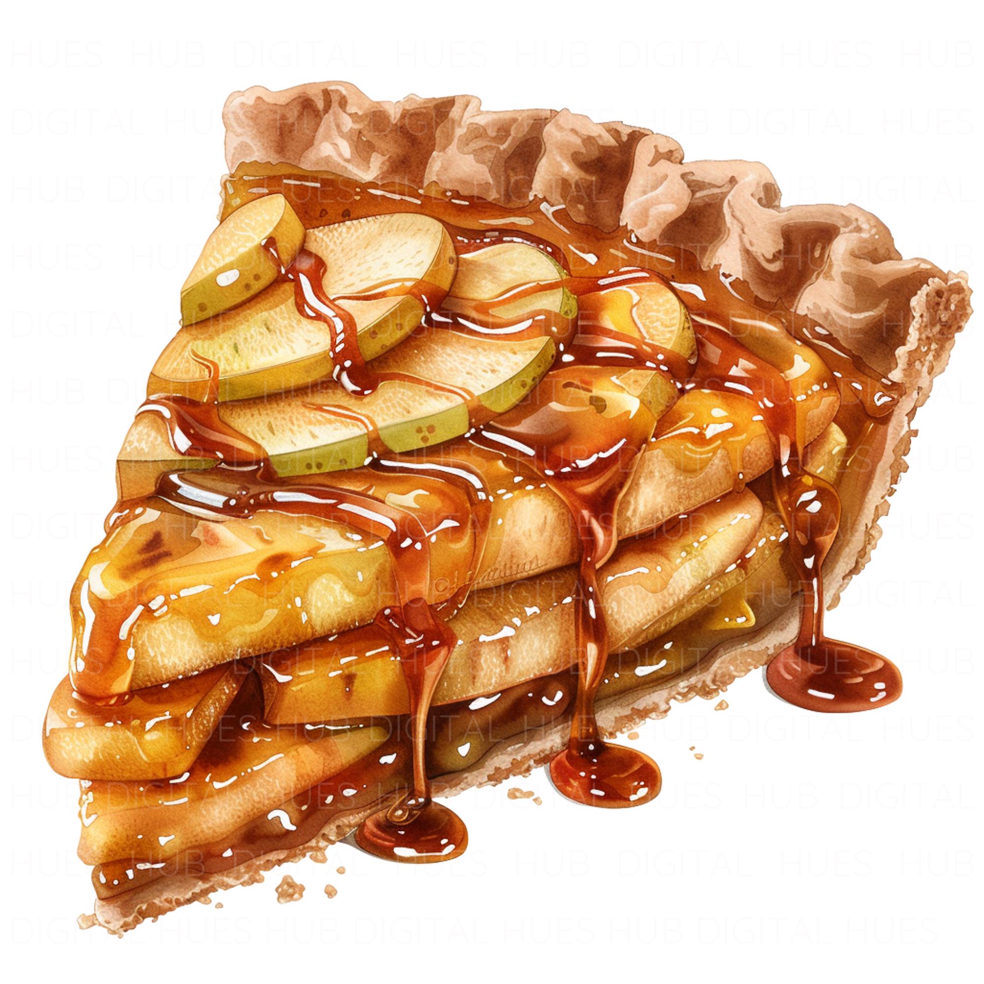 12 Apple Pie Slice Clipart Watercolor Farmhouse Baking Food Menu ...