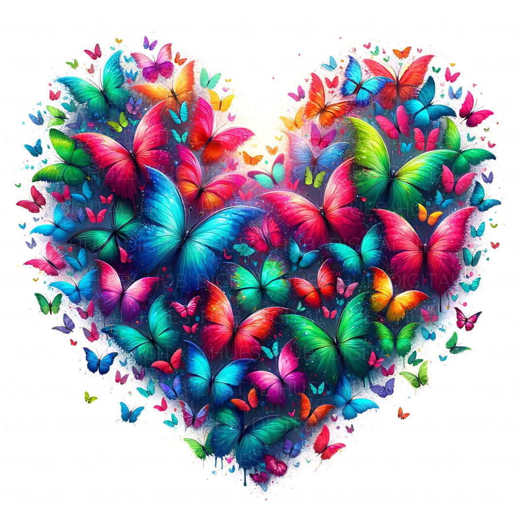 14 Butterfly and Heart Clipart Watercolor Valentine Craft Kit Love ...