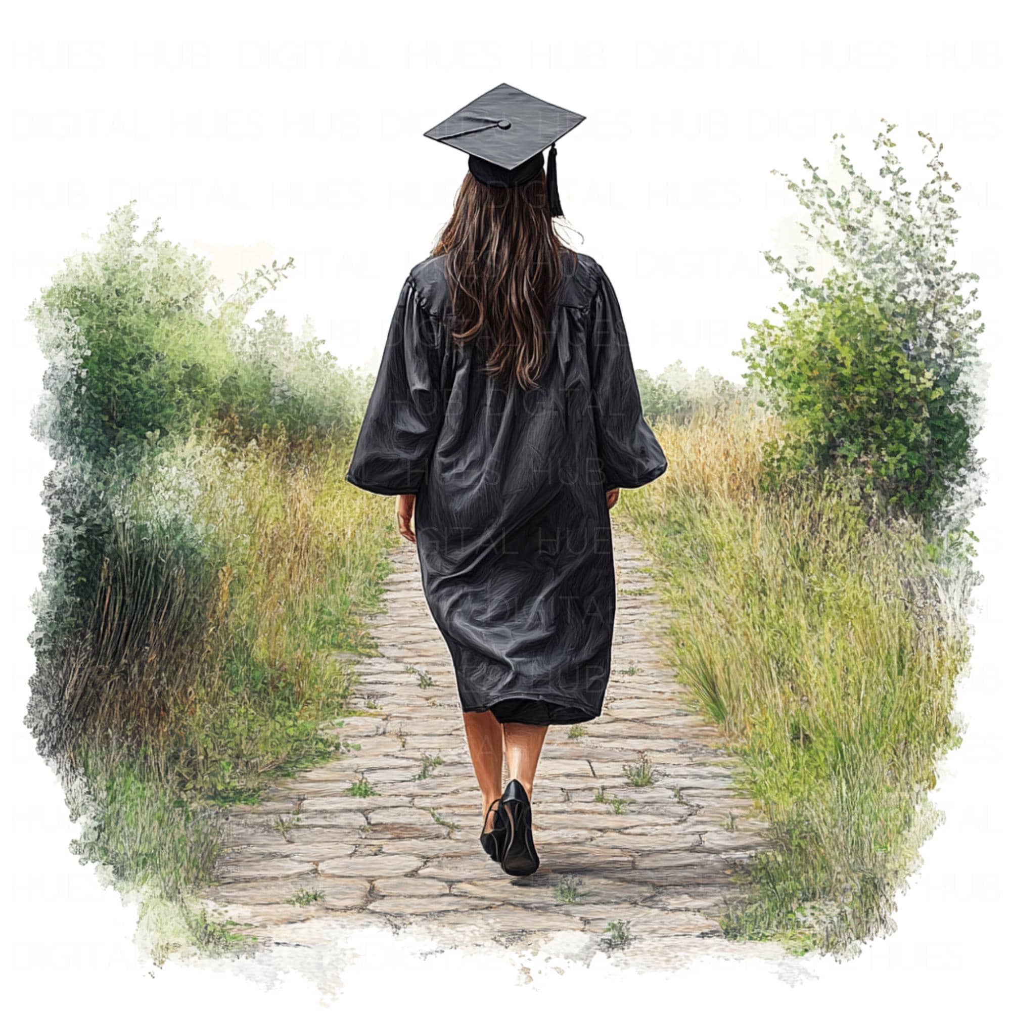 14 Graduation Girl Clipart Watercolor Student Grad Designs Graduation ...