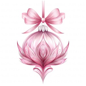 15 Pink Christmas Bauble Clipart Set 2 Watercolor Festive Vintage ...