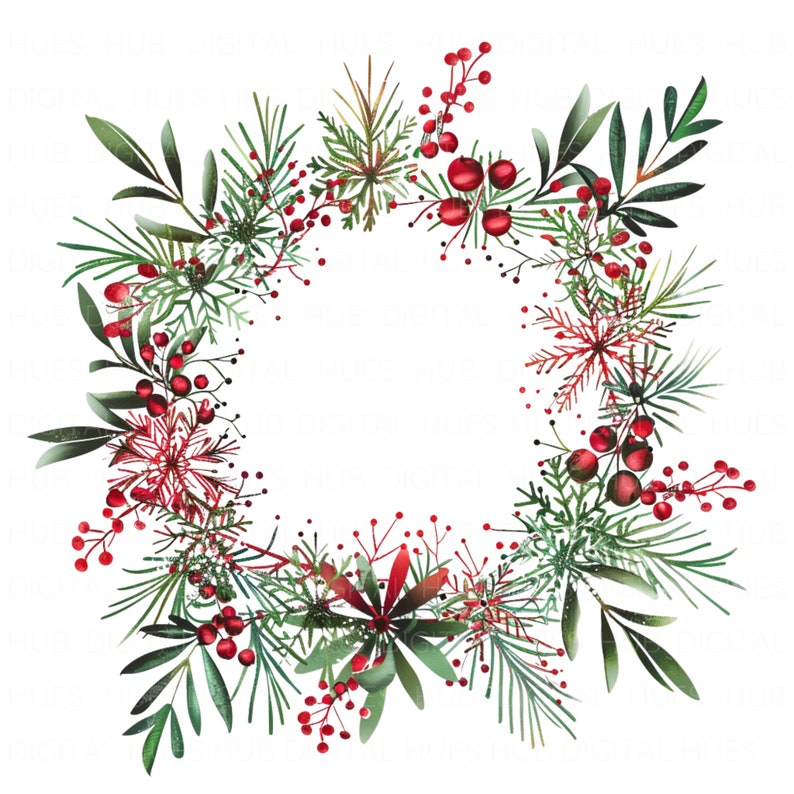 12 Christmas Wreath Set2 Clipart Bundle Watercolor Winter Wreath ...
