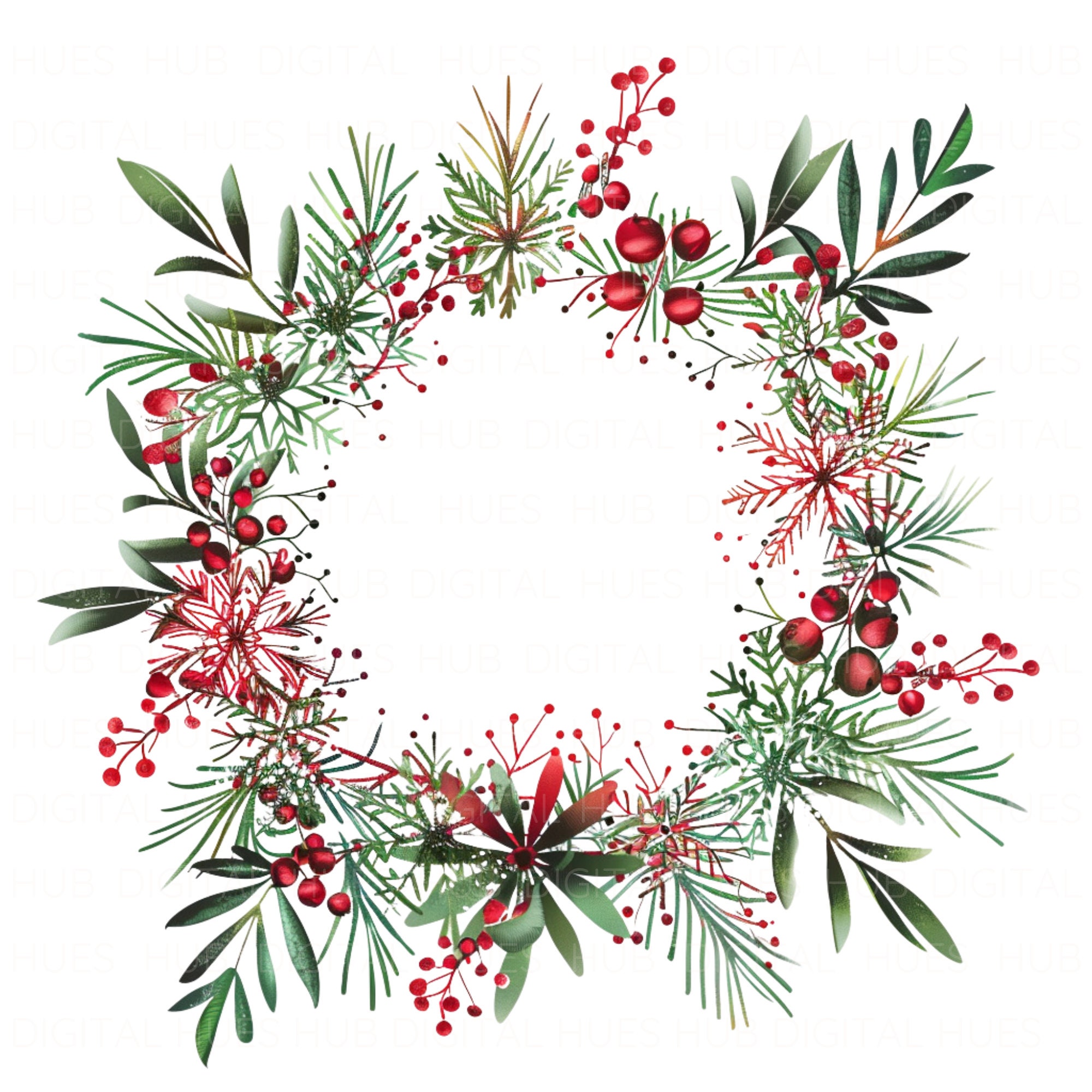 12 Christmas Wreath Set2 Clipart Bundle Watercolor Winter Wreath ...