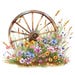 10 Floral Wagon Wheel Clipart Watercolor Floral Wooden Wheel Cart Wheel ...