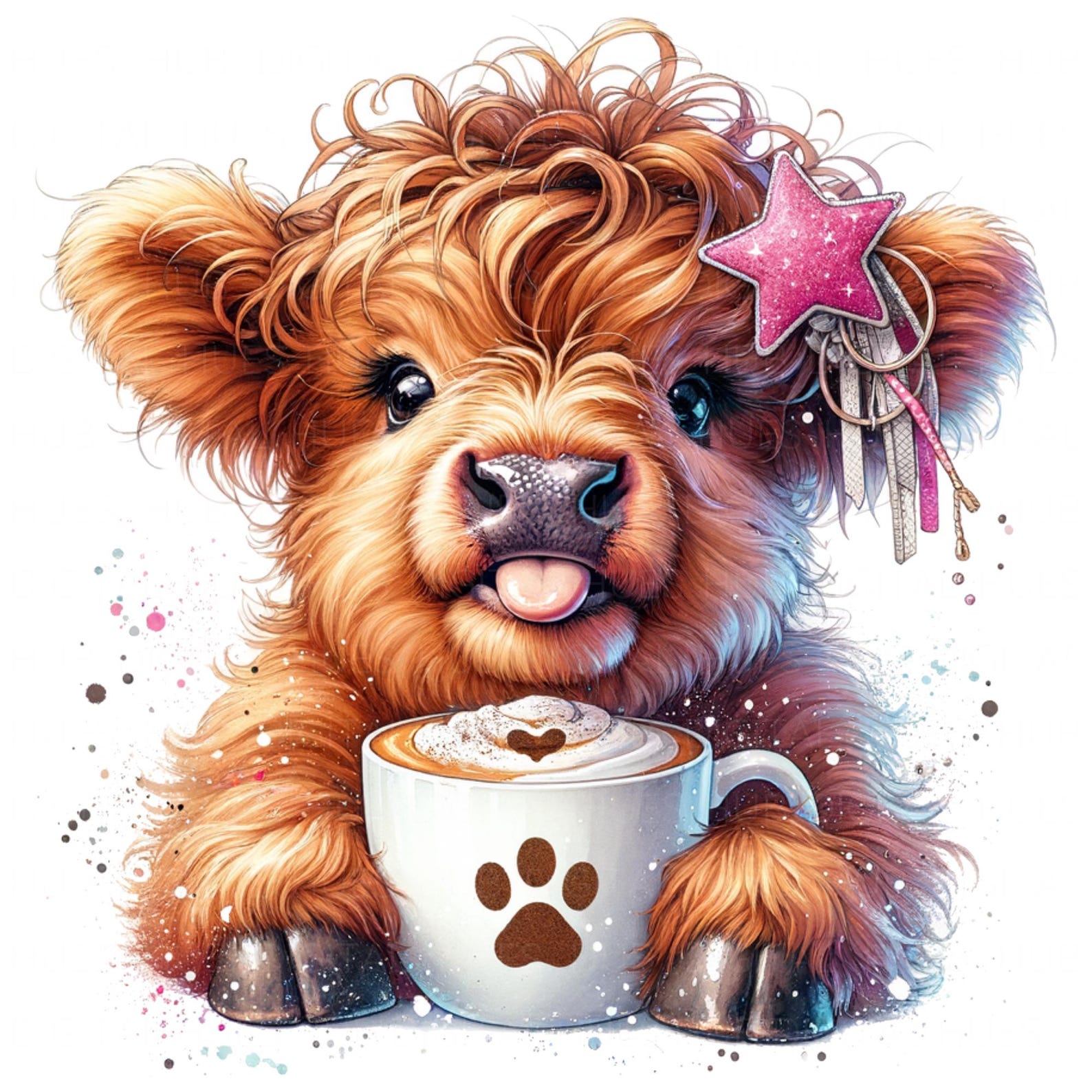 12 Highland Cow Coffee Clipart Watercolor Coffee Addict Moody Highland ...