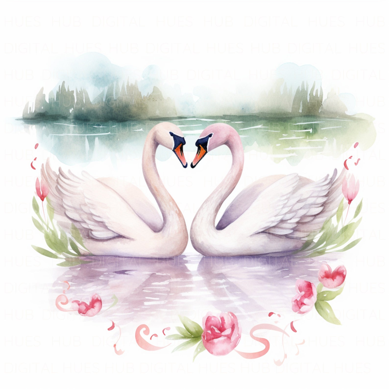 12 Watercolor Swan Clipart Bundle Watercolor Clipart Printable High ...