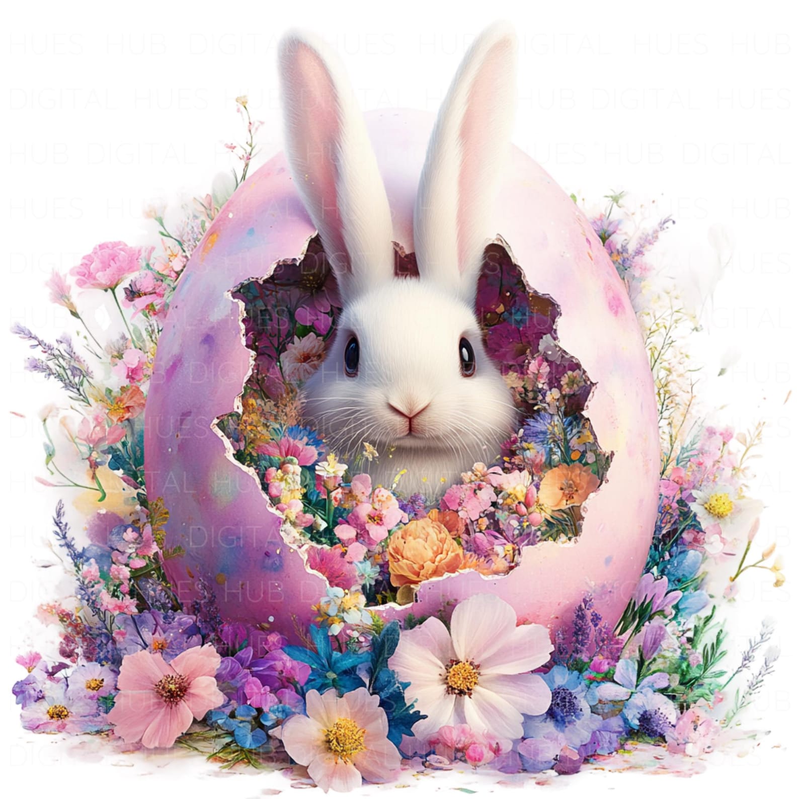 11 Easter Bunny in Easter Egg Clipart Watercolor Pastel Bunny Rabbit ...