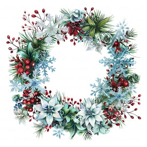 10 Christmas Wreath Set1 Clipart Bundle Watercolor Winter Wreath ...