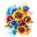 10 Colorful Sunflower Clipart Bundle Watercolor Bright Sunflowers ...