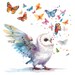 13 Owl and Butterfly Clipart Watercolor Nursery Owl Butterfly Clipart ...
