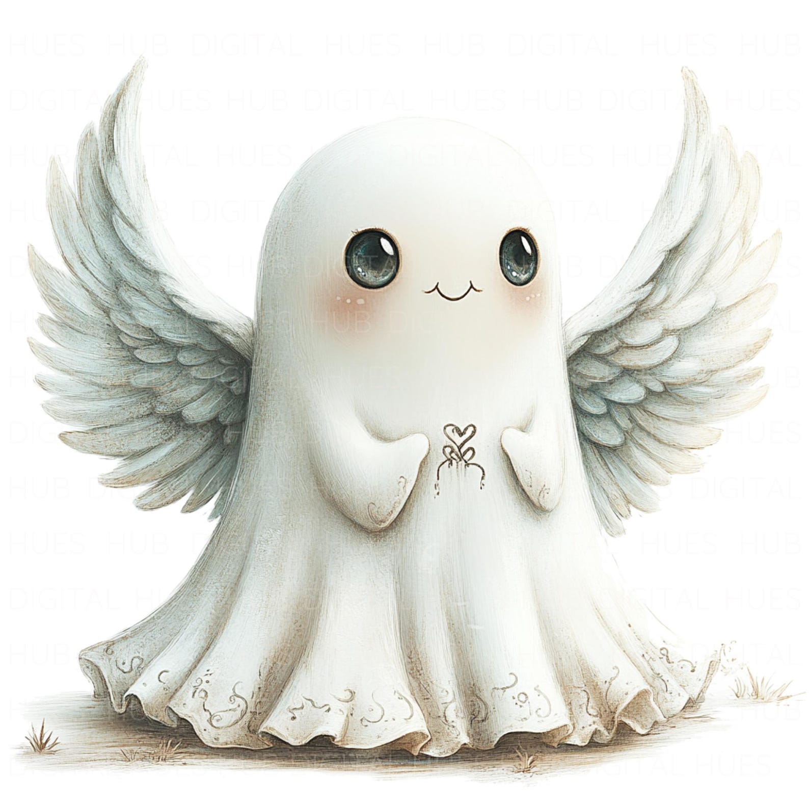 13 Cute Ghost Angel Clipart Watercolor Kawaii Ghost Nursery Wall Art ...