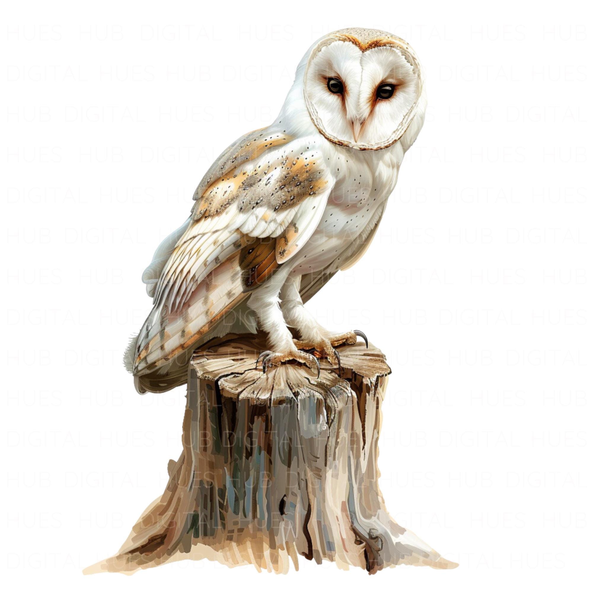 12 Owl on Tree Stump Clipart Watercolor Nursery Owl Digital Download ...
