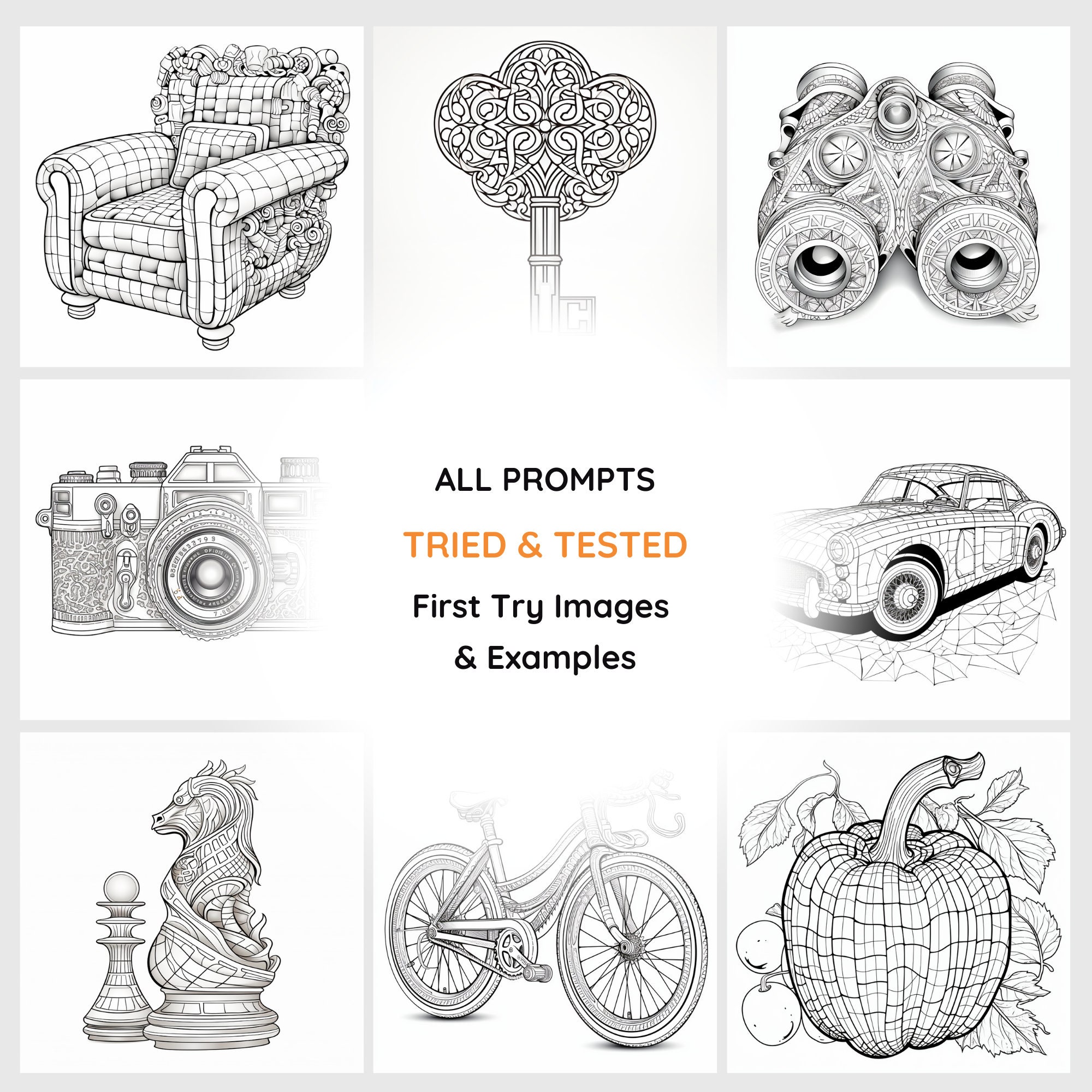 Midjourney Prompts Coloring Book for Adults Kids Coloring Book Prompts ...