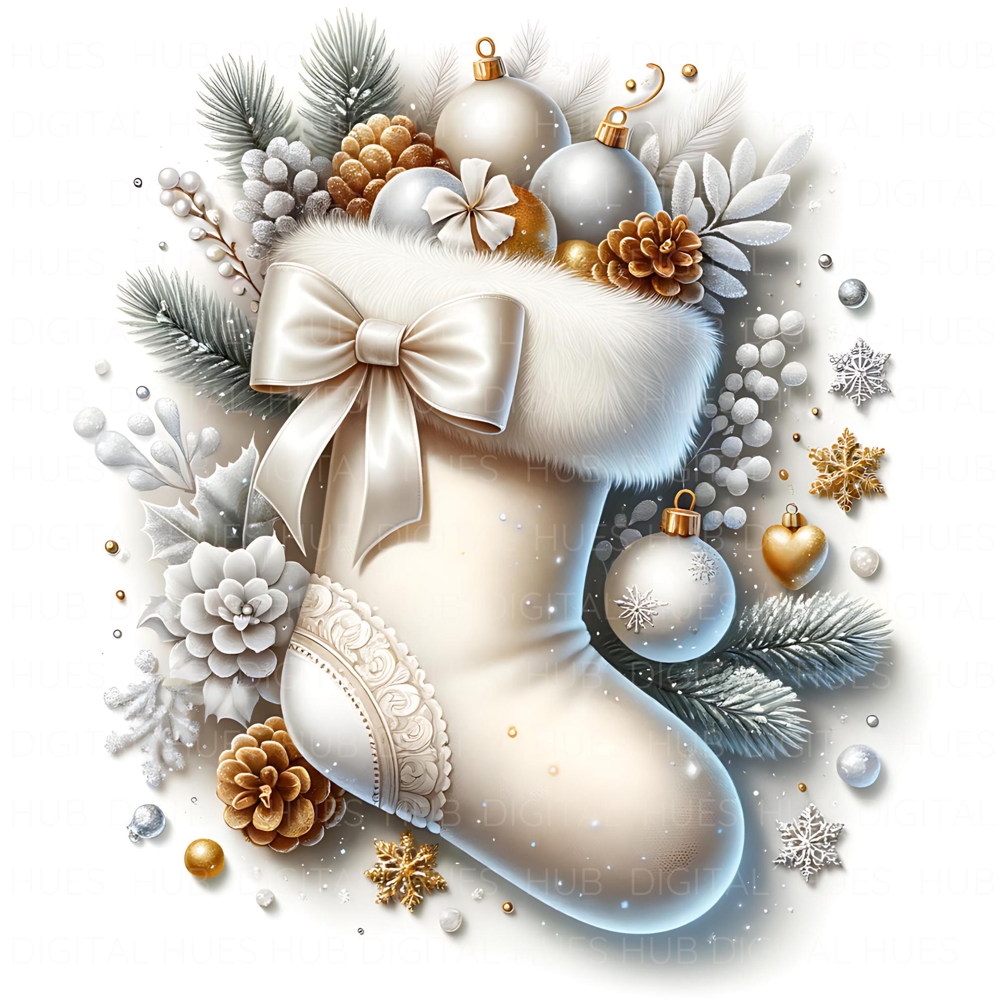 10 Elegant Christmas Stocking Clipart: Watercolor Stocking With ...