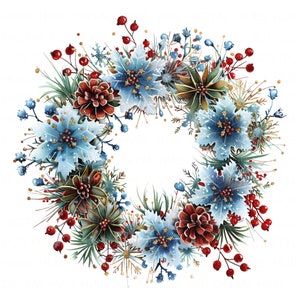 10 Christmas Wreath Set1 Clipart Bundle Watercolor Winter Wreath ...