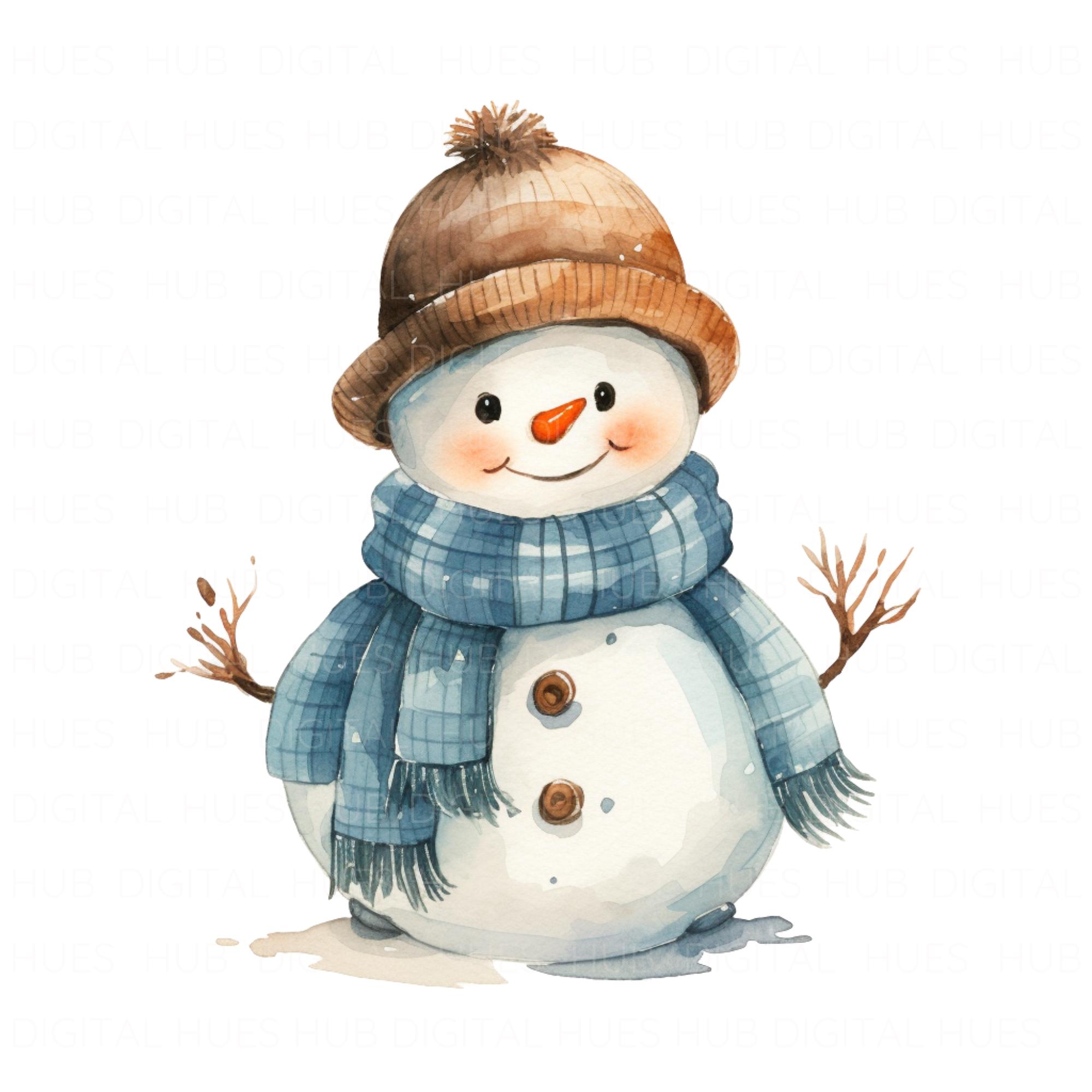 10 Watercolor Snowman Christmas Clipart Watercolor Festive Holiday ...