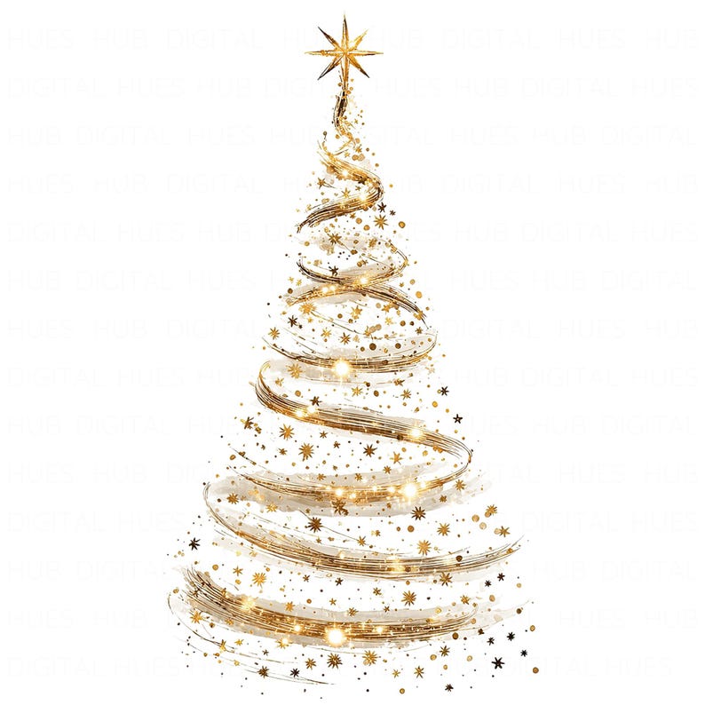 11 Sparkling Christmas Tree Clipart: Watercolor Elegant Holiday Tree ...