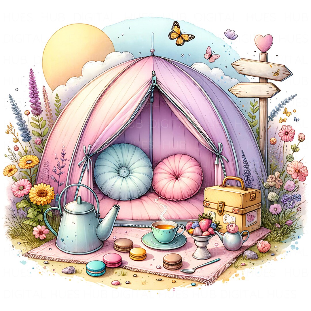 12 Backyard Camping Tent Clipart Watercolor Sleepover Tents, Play Tent ...