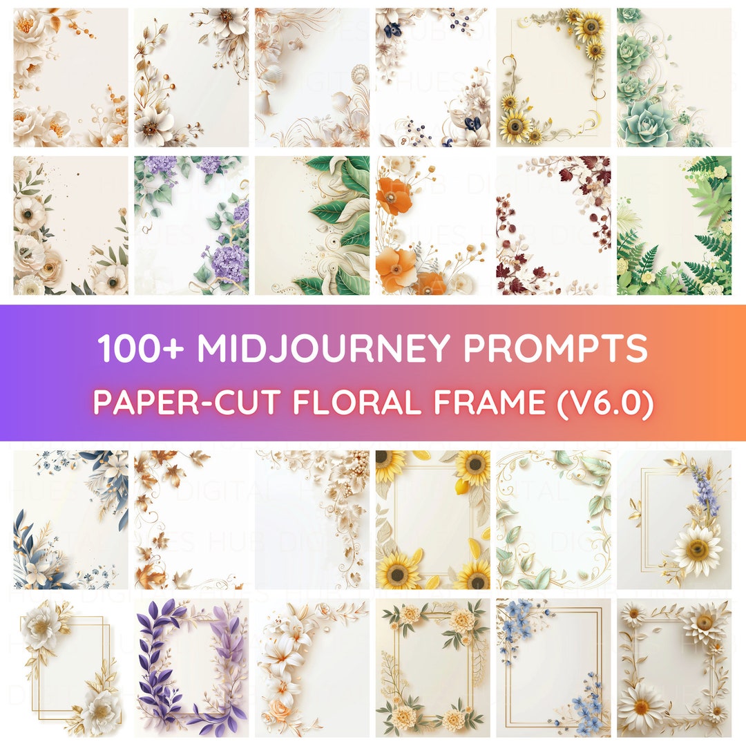 Midjourney Prompts for Invitation Card Paper-cut Floral Frame for ...