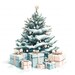 13 Christmas Tree With Gifts Clipart Watercolor Festive Winter Holiday ...
