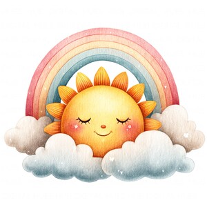 12 Sun and Rainbow Clipart Watercolor Nursery Rainbow Playroom Poster ...