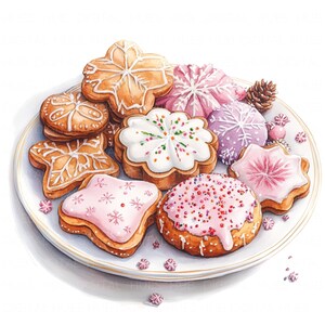 12 Christmas Cookies Clipart Watercolor Festive Holiday Graphics ...