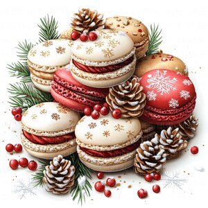 11 Christmas Macarons Clipart Watercolor Festive Holiday Graphics ...